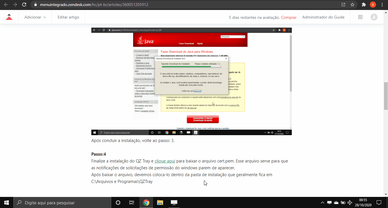 Como configurar a impressora e o QZ Tray – Menu Integrado